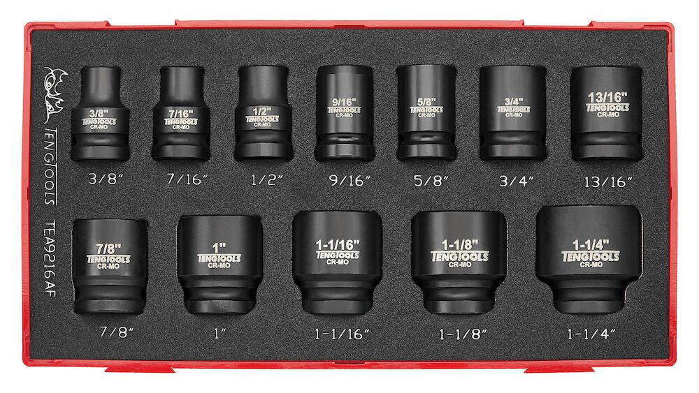 1/2" Impact Socket Set AF DIN FOAM1 16 Pieces | TengTools